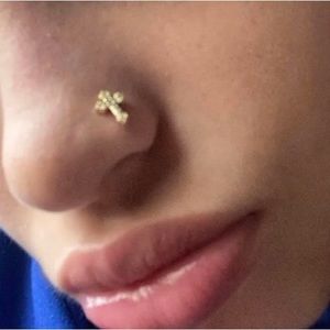 Trendy boutique | Jewelry | 2g Gold Cz Cross Nose Ring L Shaped Piece ...